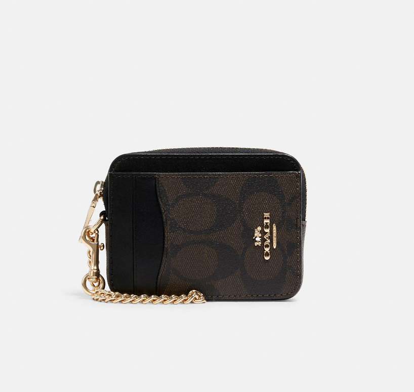 Coach small wallet with chain / brown & black – Aljawhara brands